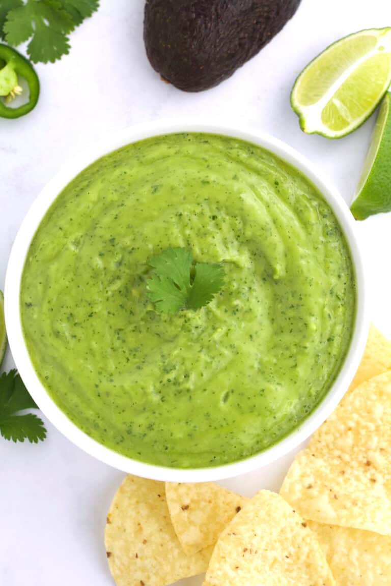 The Easiest Avocado Green Salsa (5 Ingredients!) - Borrowed Bites