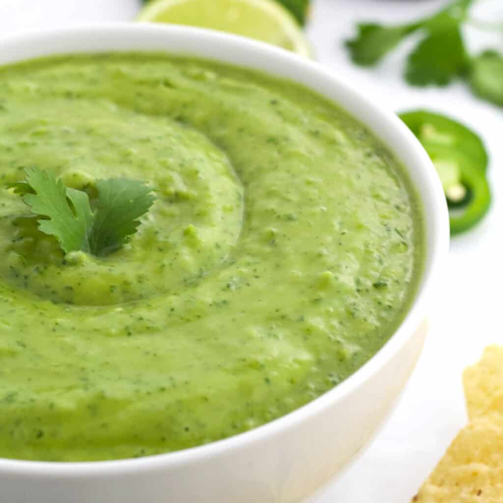 The Easiest Avocado Green Salsa 5 Ingredients Borrowed Bites