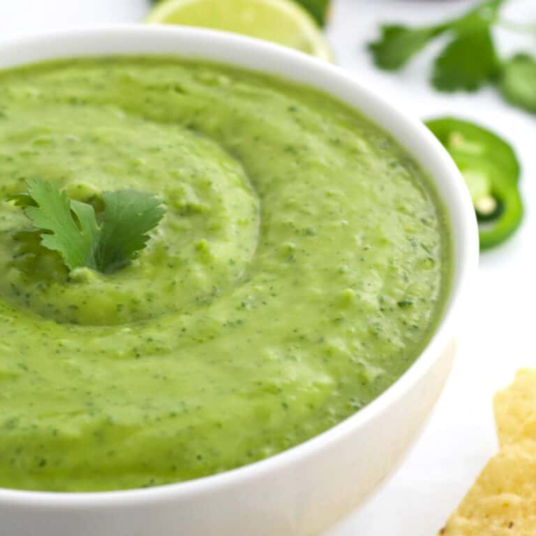 The Easiest Avocado Green Salsa (5 Ingredients!) - Borrowed Bites