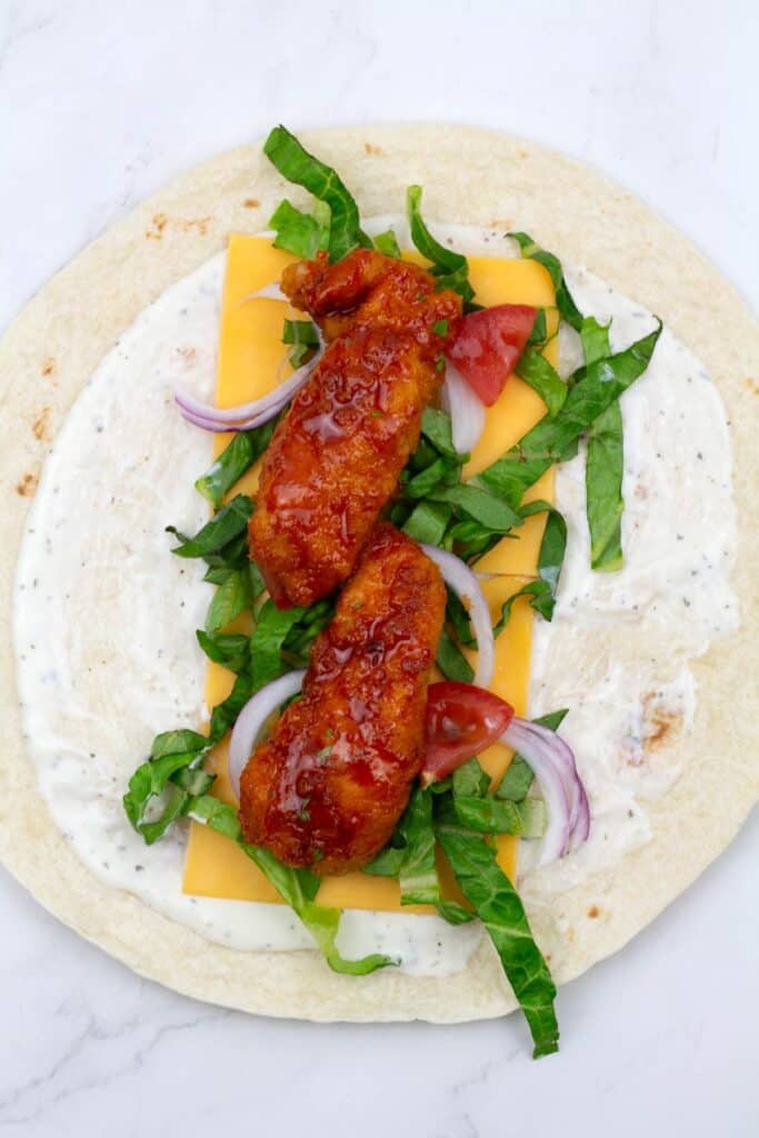 Hot Honey Chicken Wrap Recipe - Borrowed Bites