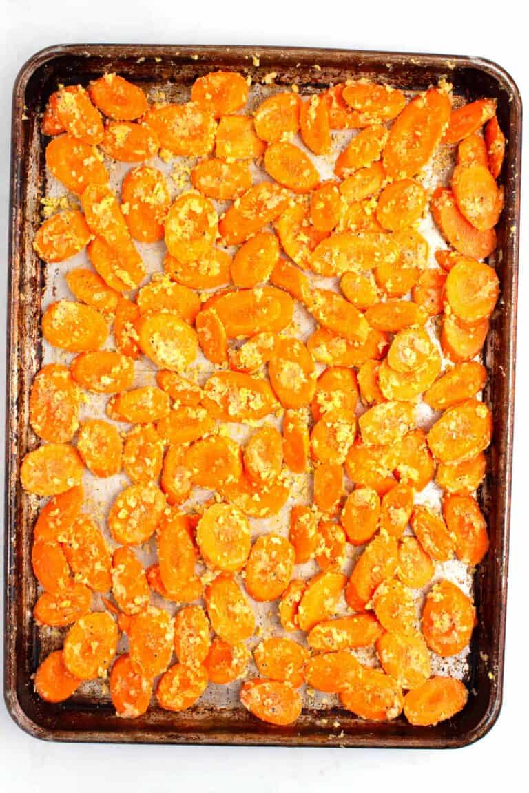 Garlic Parmesan Roasted Carrots Recipe - Borrowed Bites