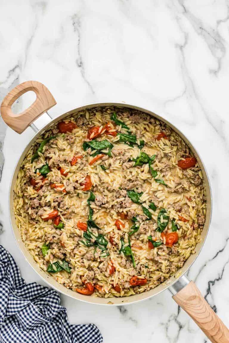 One Pot Hot Honey Orzo Recipe (25 Minute Dinner) - Borrowed Bites