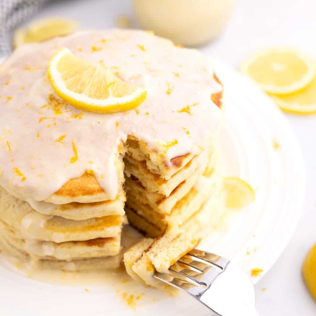 Simple Lemon Pancakes (uses fresh lemon!) - Borrowed Bites