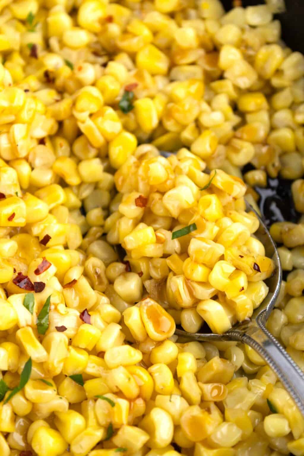 Hot Honey Skillet Corn Recipe (With Frozen Corn!) - Borrowed Bites