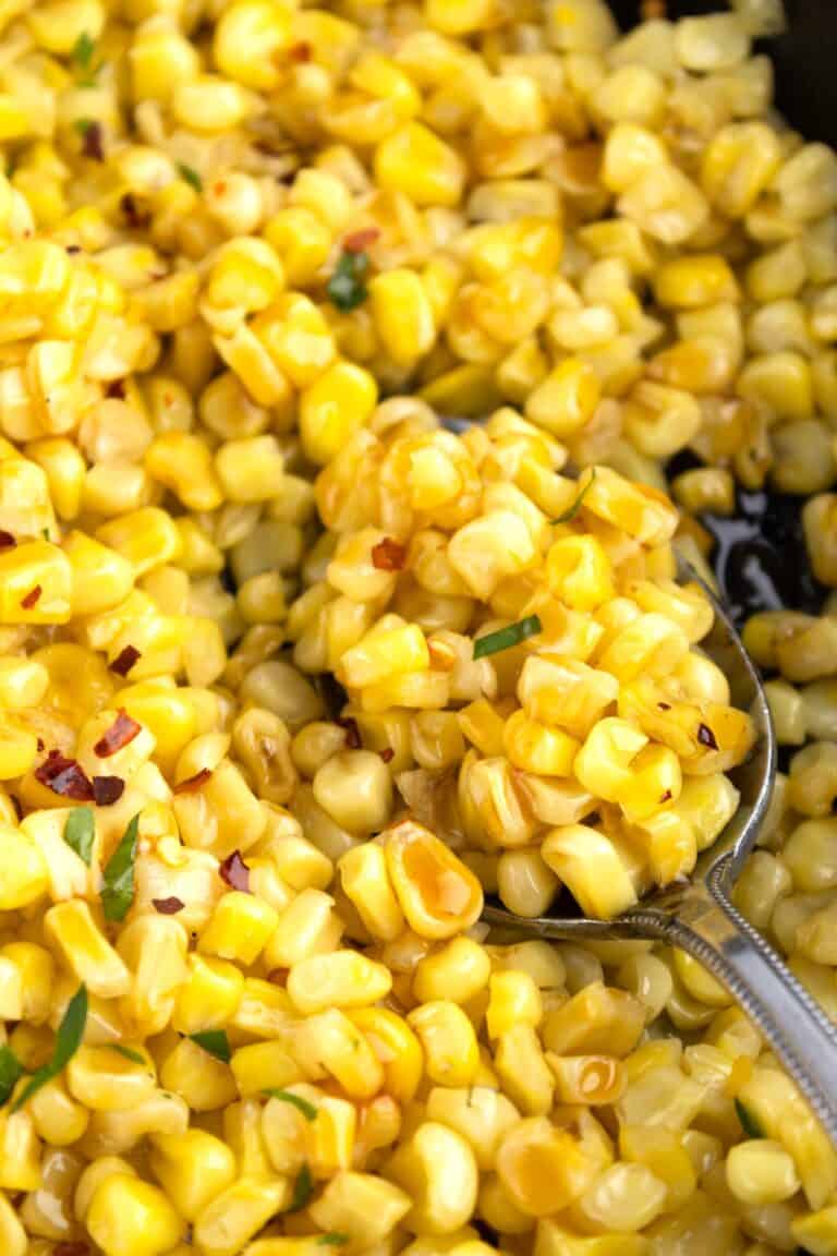 Hot Honey Skillet Corn Recipe (With Frozen Corn!) - Borrowed Bites