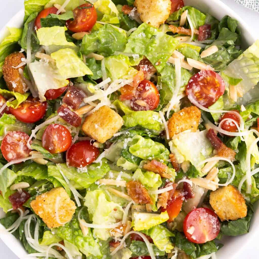 Everyday Romaine Salad Recipe (Amazing Dressing!) - Borrowed Bites